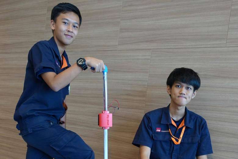 Students develop walking stick to prevent slipping on wet surfaces ...