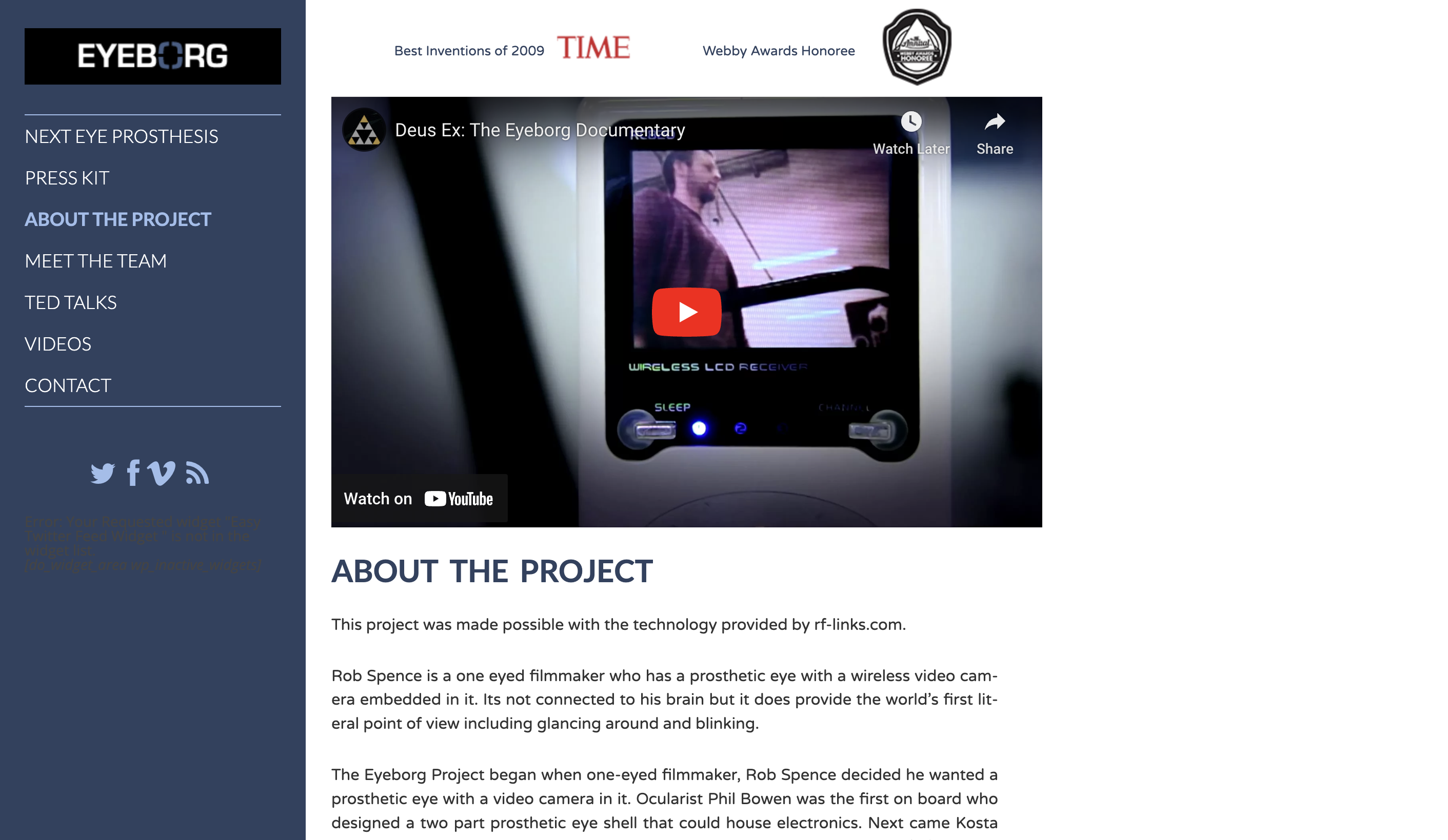 Rob Spence, a filmmaker, lost his eye and created the Eyeborg Project ...