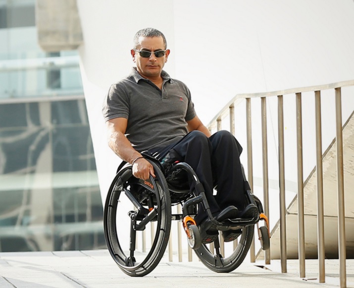 Injured man creates wheelchair with sock absorbing system | Patient ...